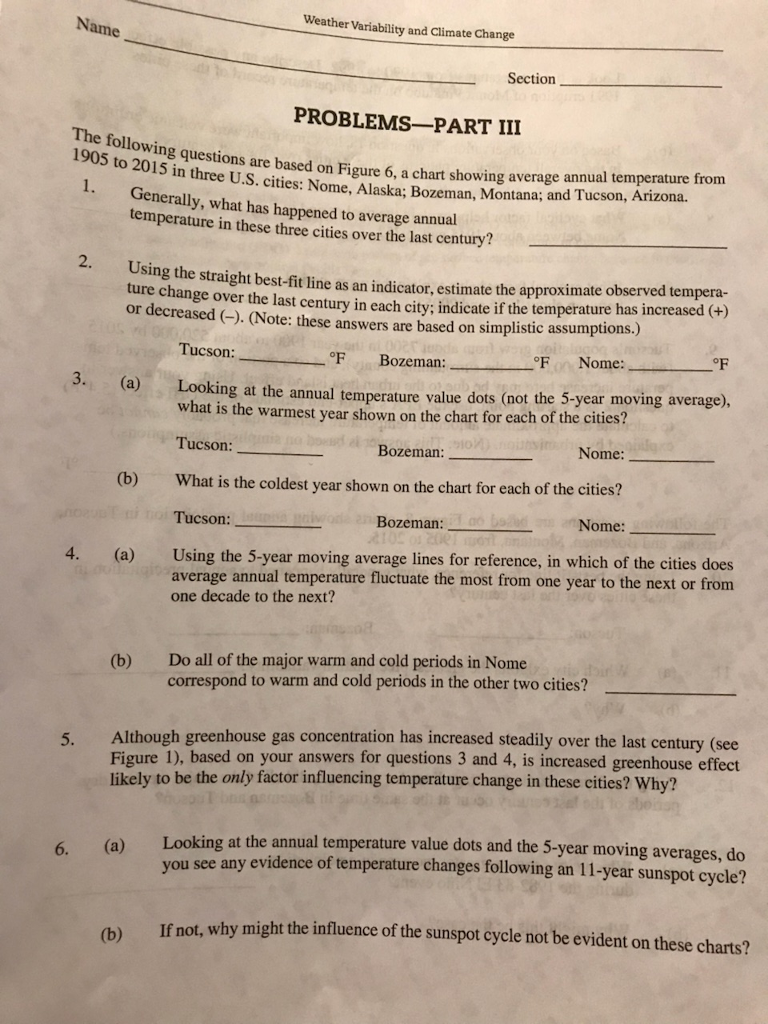 Solved Weather Variability and Climate Change Name Section | Chegg.com