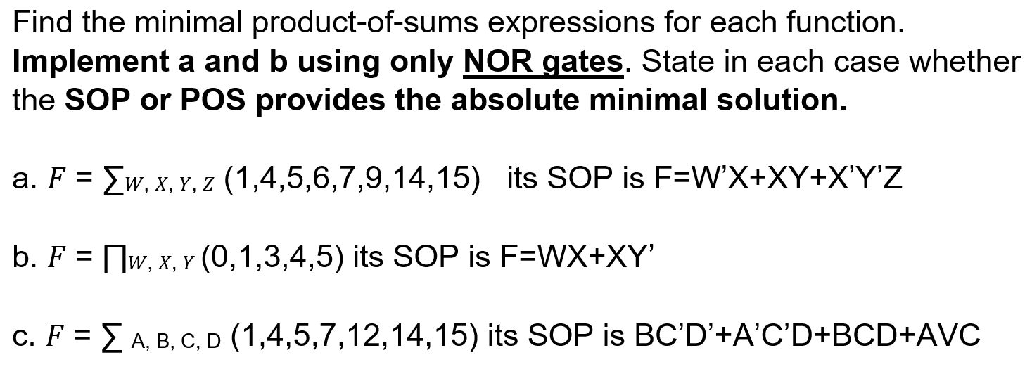 Solved Find the minimal product-of-sums expressions for each | Chegg.com