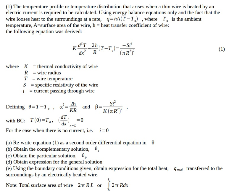 Solved The temperature profile or temperature distribution | Chegg.com