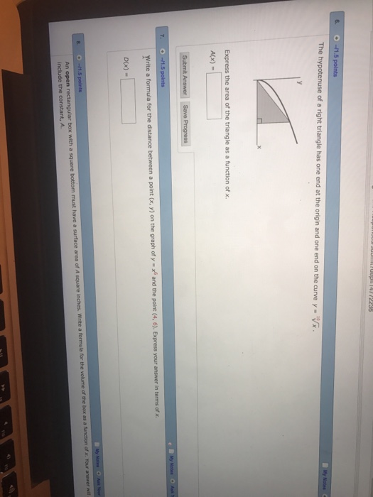 Solved The hypotenuse of a right triangle has one end at the | Chegg.com