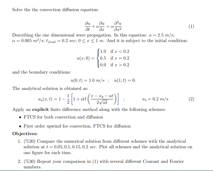Solve The The Convection Diffusion Equation