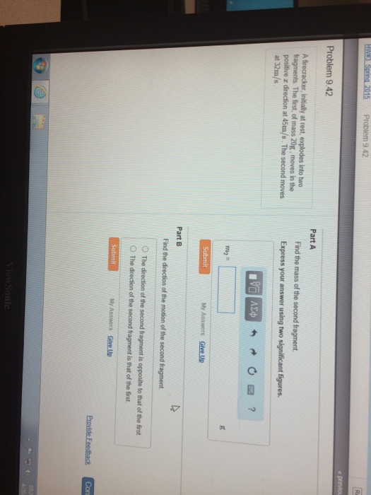 Solved A firecracker, initially at rest, explodes into two | Chegg.com