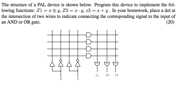 Solved The structure of a PAL device is shown below. Program | Chegg.com