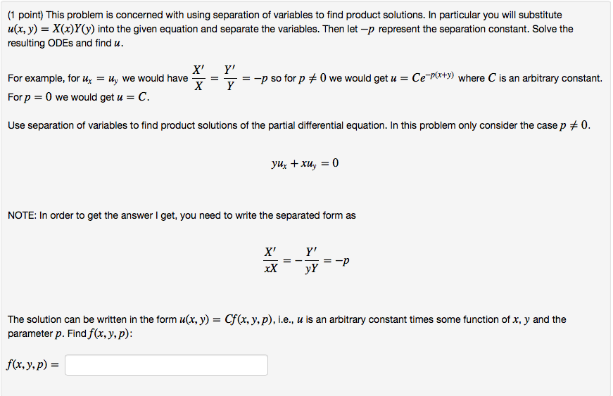 Solved This problem is concerned with using separation of | Chegg.com
