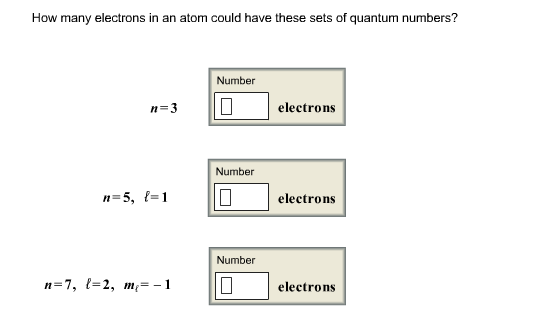 Solved How many electrons in an atom could have these sets | Chegg.com
