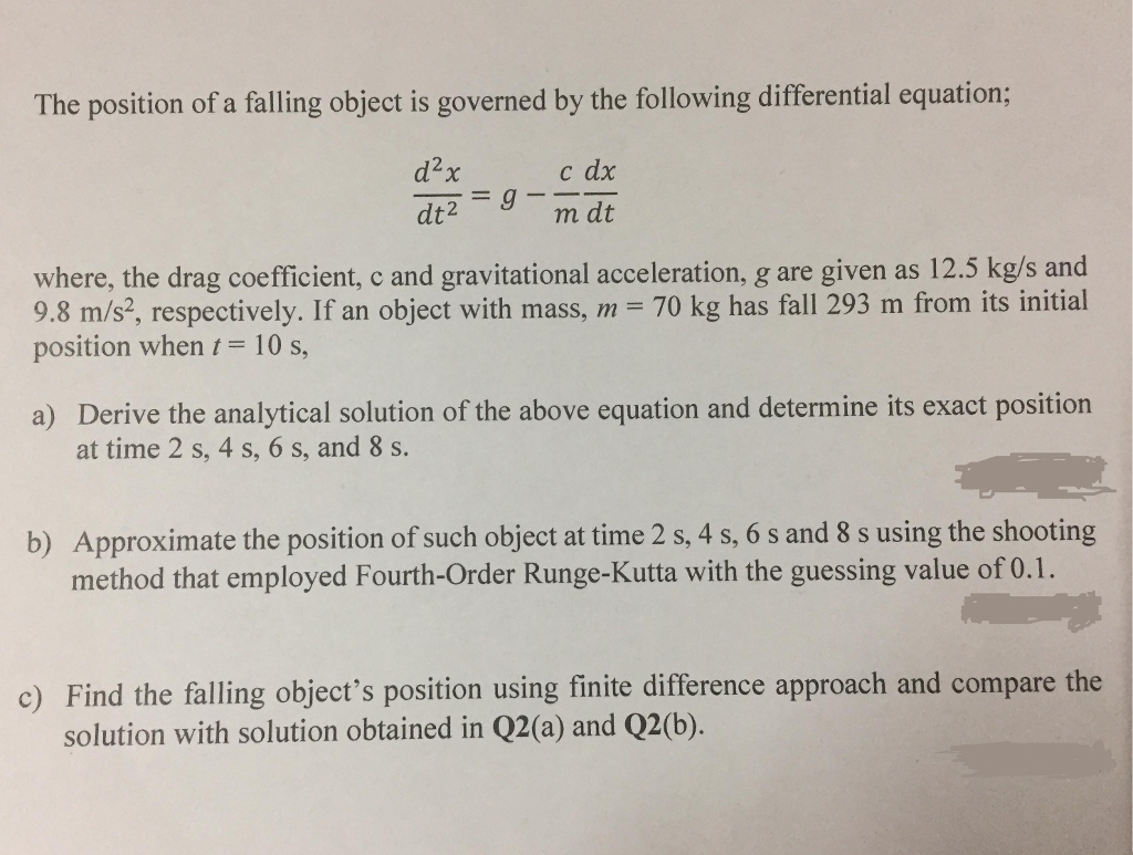 Solved The Position Of A Falling Object Is Governed By The Chegg Solved The Position Of A Falling Object Is Governed By The Chegg
