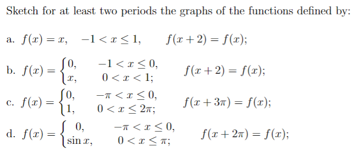 Solved Sketch for at least two periods the graphs of the | Chegg.com