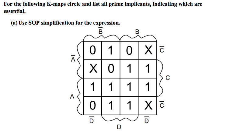 Solved For the following K-maps circle and list all prime | Chegg.com