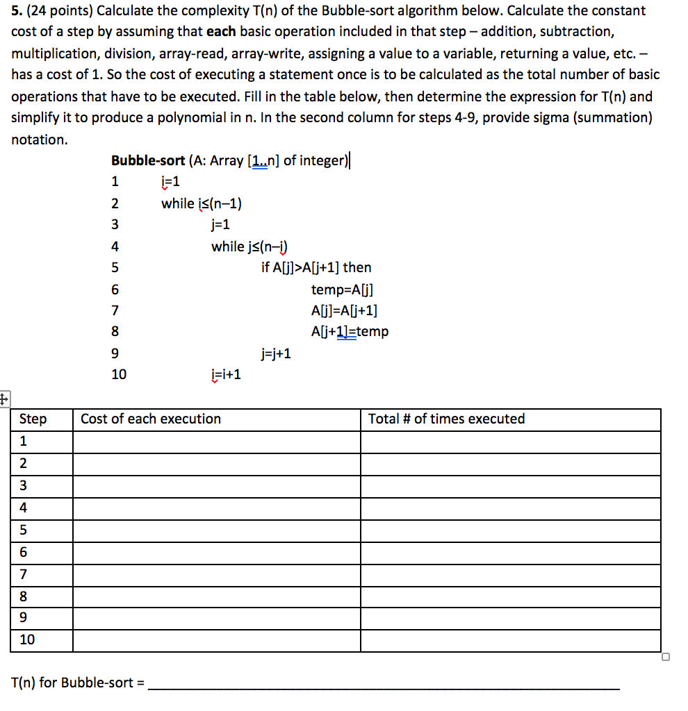 Bubble Sort Time Complexity Calculation