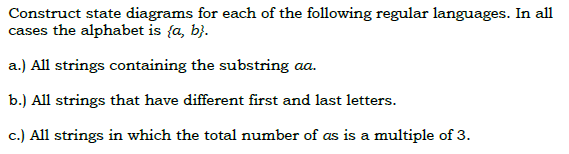 Solved Construct state diagrams for each of the following | Chegg.com