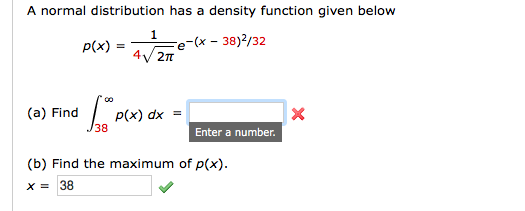 Solved A normal distribution has a density function given | Chegg.com