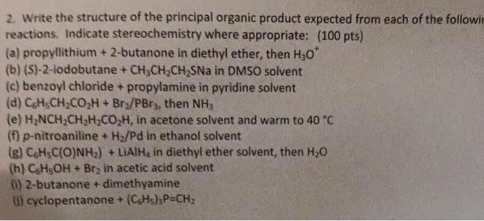 Solved Write the structure of the principal organic product | Chegg.com