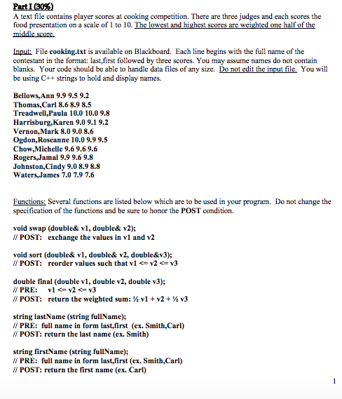 Part1 (30%) A text file contains player scores at | Chegg.com