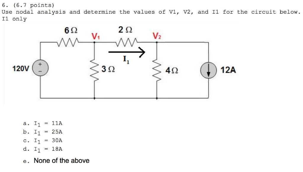 Solved Use nodal analysis and determine the values of V1, | Chegg.com