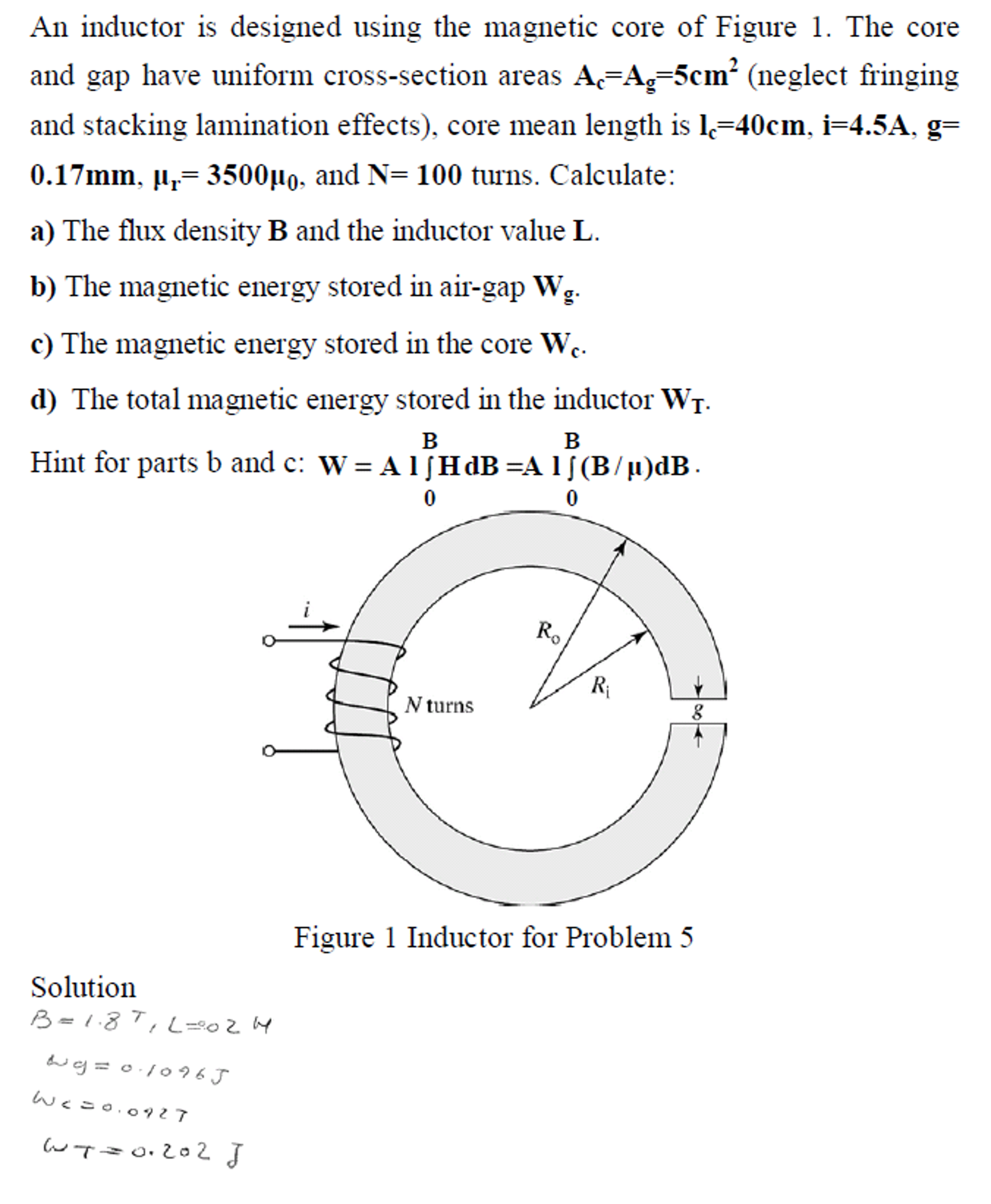 Solved An inductor is designed using the magnetic core of | Chegg.com