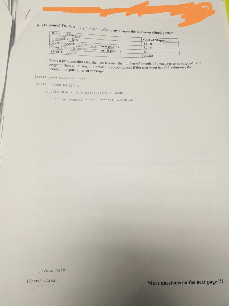 Solved っ F. (12 points) The Fast Freight Shipping Company | Chegg.com