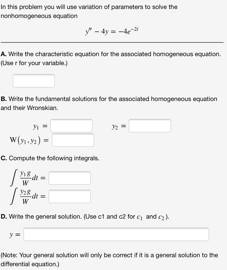 Solved In this problem you will use variation of parameters | Chegg.com