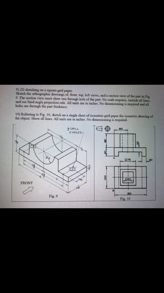 Solved 2D sketching on a square-grid paper. Sketch the | Chegg.com