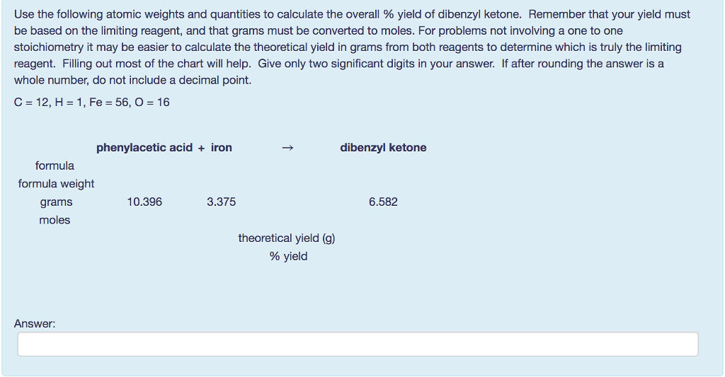 Solved Use the following atomic weights and quantities to | Chegg.com