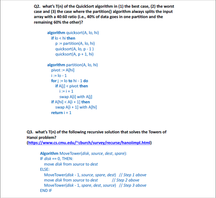 Solved Part 1: Please analyze the time complexity of the | Chegg.com
