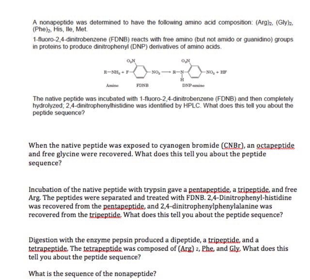 Solved A nonapeptide was determined to have the following | Chegg.com