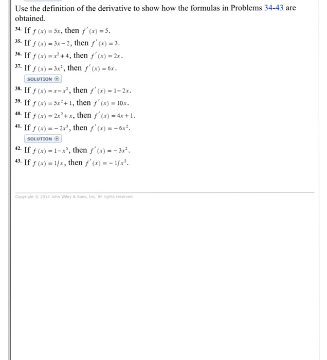 Solved Use the definition of the derivative to show how the | Chegg.com