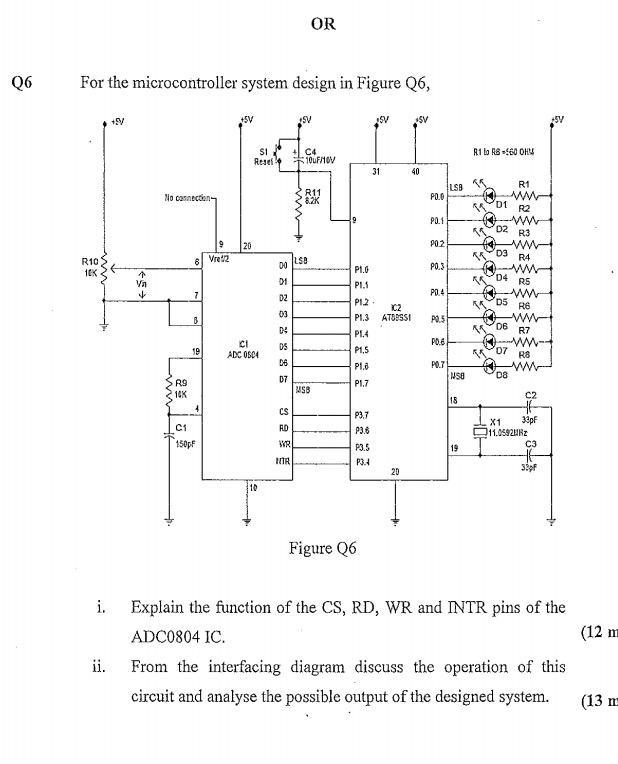 Solved For the microcontroller system design in Figure Q6, | Chegg.com