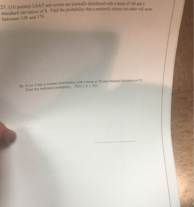 Solved LSAT test scores are normally distributed with a mean | Chegg.com