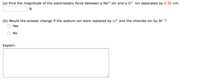 Solved Find The Magnitude Of The Electrostatic Force Between