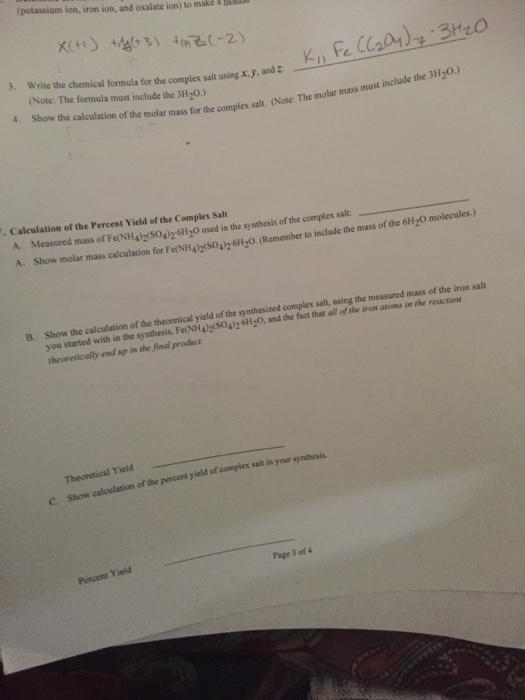 Solved Write the chemical formula for the complex salt using | Chegg.com