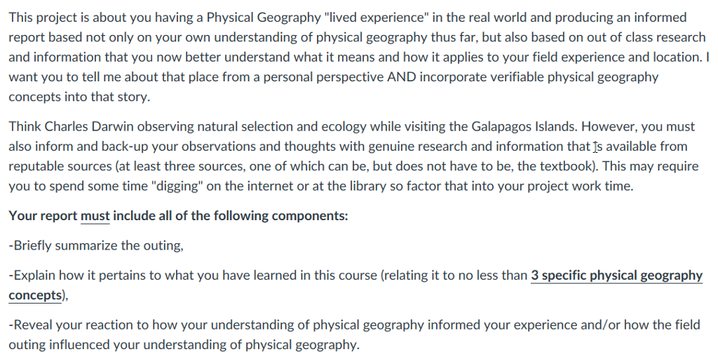This project is about you having a Physical Geography | Chegg.com