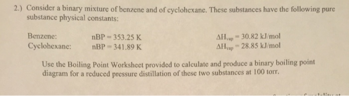 Consider a binary mixture of benzene and of | Chegg.com