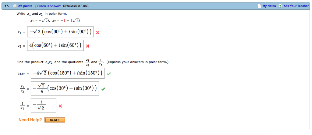 Solved 17. 2/5 points | Previous Answers SPreCalc7 8.3.060. | Chegg.com