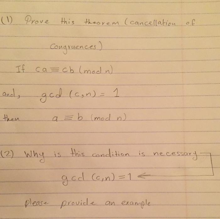 Solved Prove This Theorem Cancellation Of Congruences If