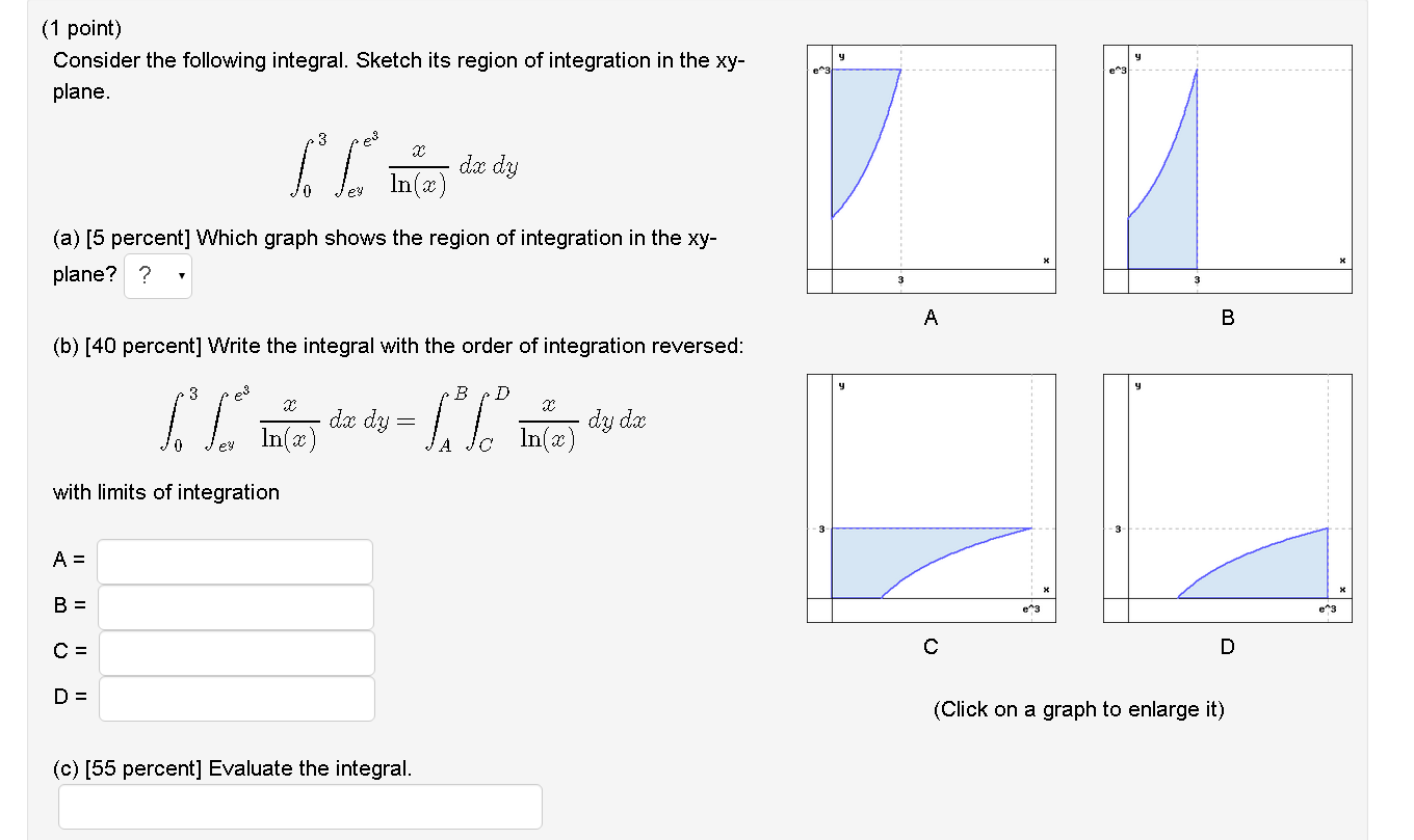 Solved (1 point) Consider the following integral. Sketch its | Chegg.com
