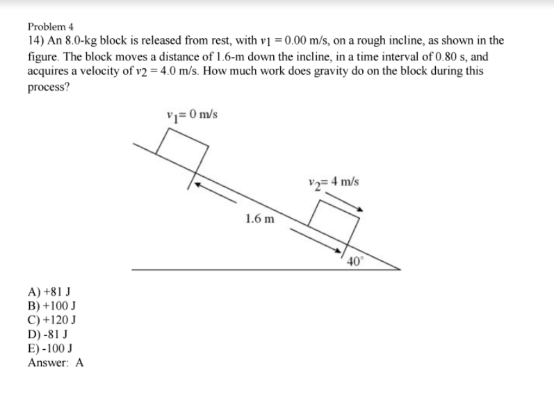 Solved An 8.0-kg block is released from rest, with v_1 = | Chegg.com
