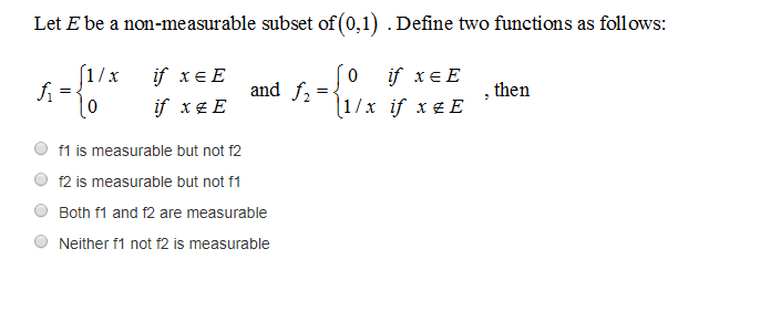 Solved Let E Be A Non Measurable Subset Of 0 1 Define
