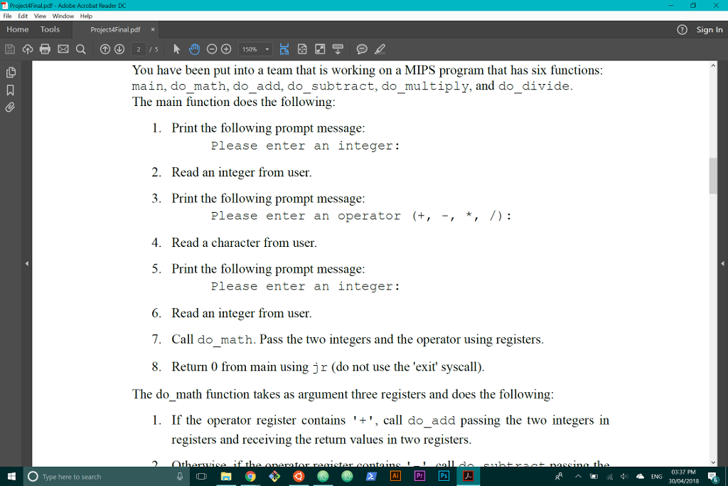 Solved For a Computer Architecture and Organization class, | Chegg.com