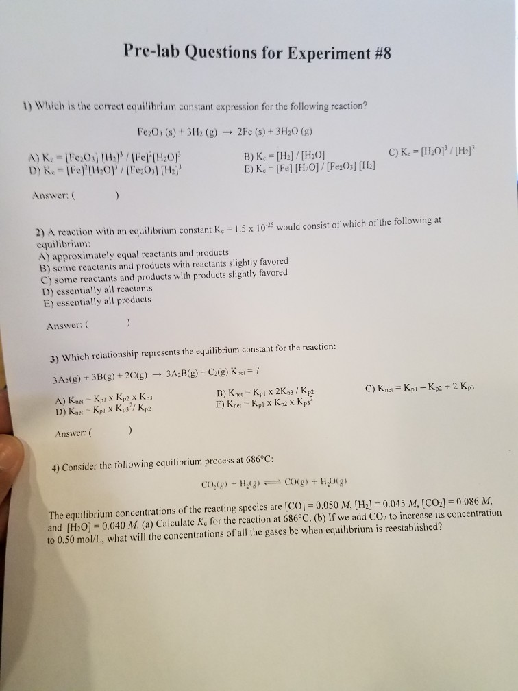 Solved Pre-lab Questions for Experiment #8 1) Which is the | Chegg.com