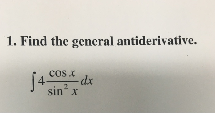 Solved Find the general antiderivative. Integral 4 cos x/ | Chegg.com