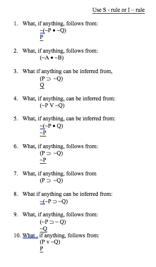 Solved Use S -rule or I-rule 1. What, if anything, follows | Chegg.com