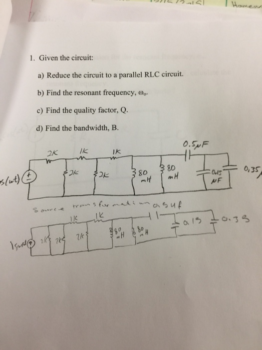 Solved 1. Given the circuit: a) Reduce the circuit to a | Chegg.com