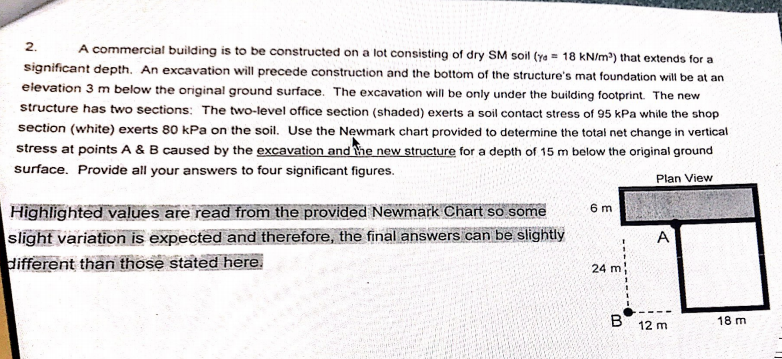 2. significant depth. An excavation will precede | Chegg.com