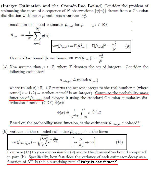 (Integer Estimation and the Cramér-Rao Bound) | Chegg.com