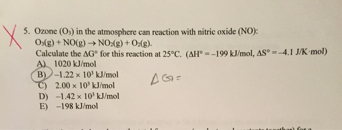 Solved Ozone (O_3) in the atmosphere can reaction with | Chegg.com