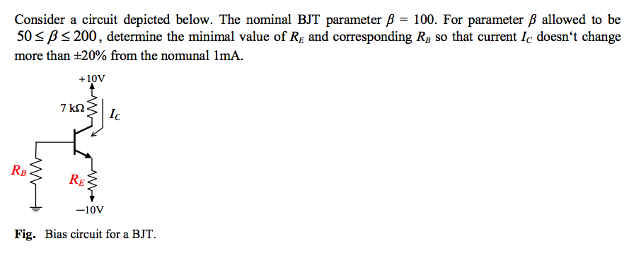 Solved Consider a circuit depicted below. The nominal BJT | Chegg.com