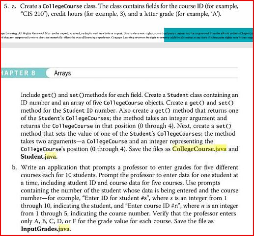 Solved \ Exercise 5 a)Create a CollegeCourse class. The | Chegg.com