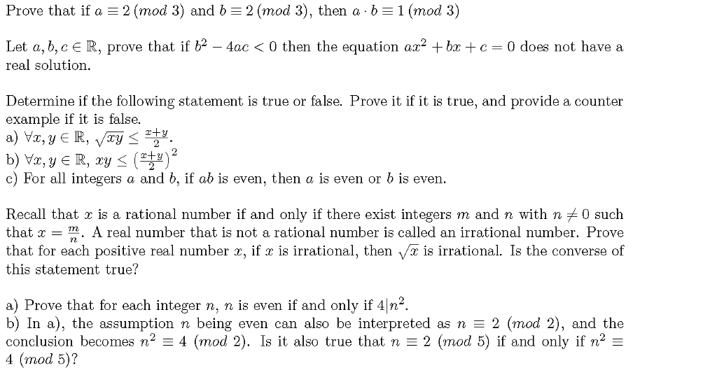 Solved Prove That If A Identicalto 2 mod 3 And B Chegg