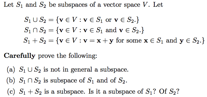 Solved Let Si and 82 be subspaces of a vector space V. Let | Chegg.com