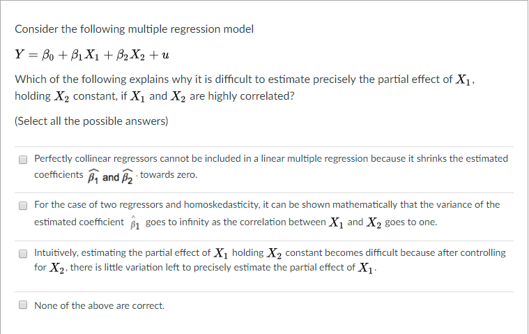 Consider the following multiple regression model | Chegg.com